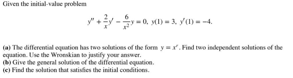 Solved Given the initial-value problem 2 (a) The | Chegg.com
