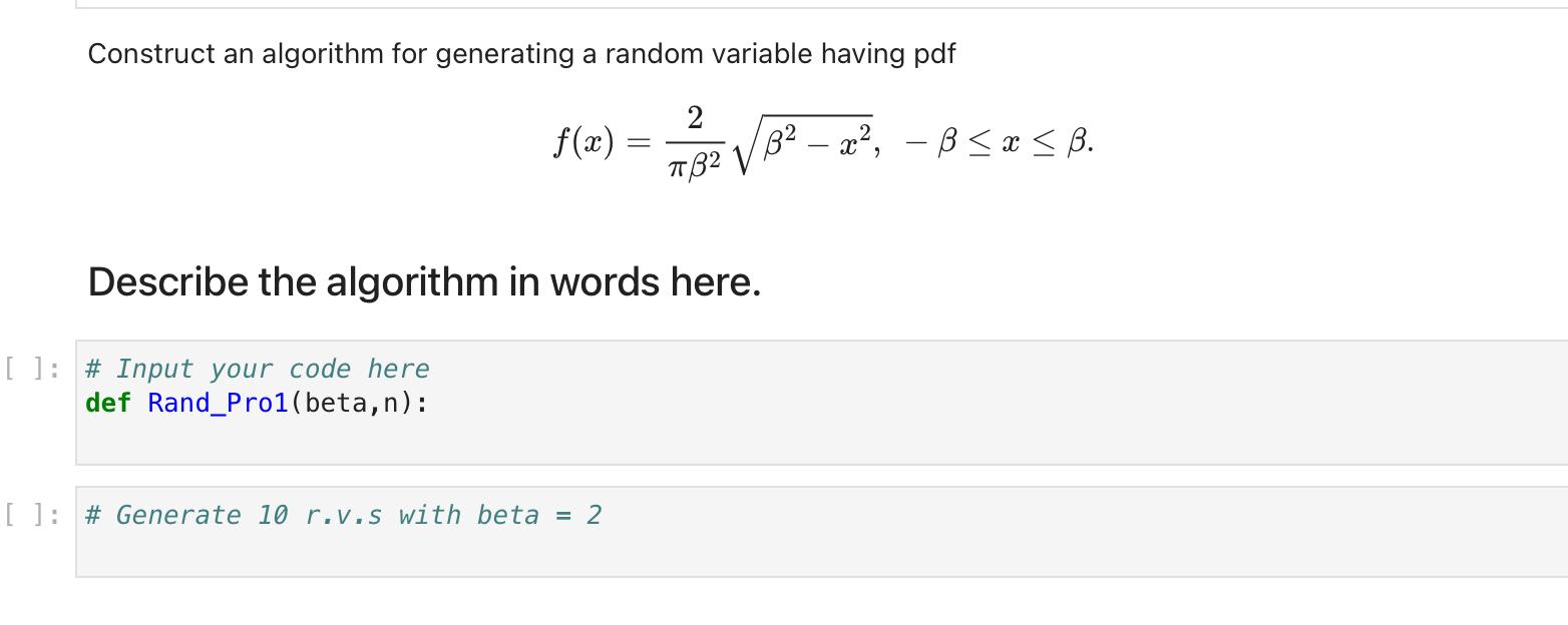 Solved Construct an algorithm for generating a random | Chegg.com