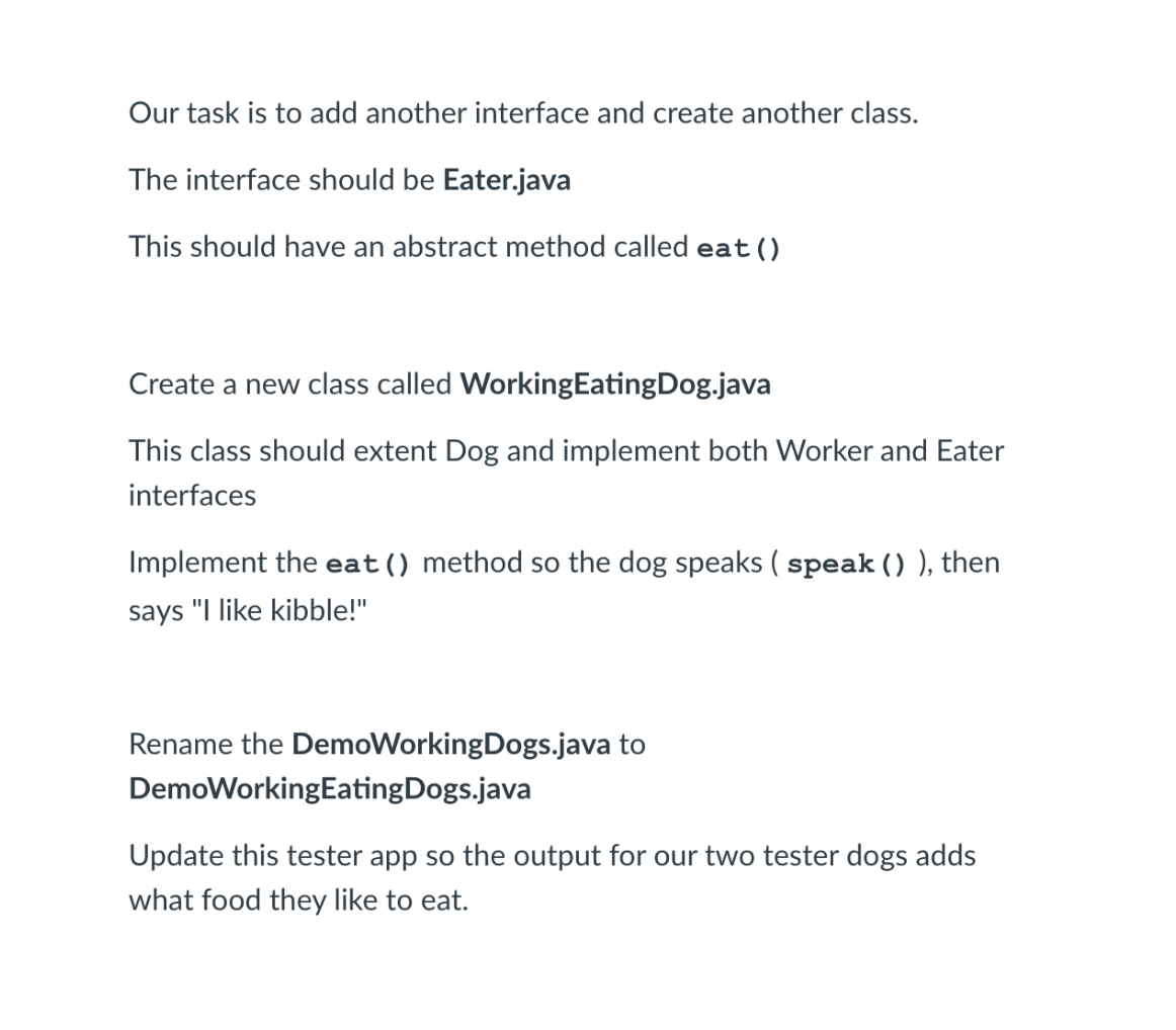 Solved Abstract super class Animal: Animal.java public | Chegg.com Solved Abstract super class Animal: Animal.java public | Chegg.com
