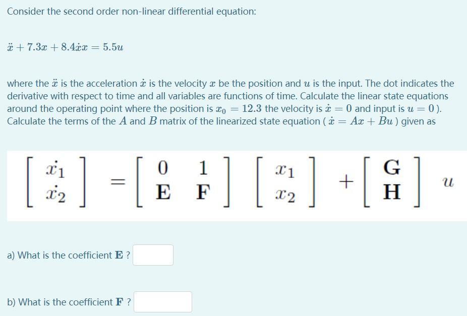 Solved Consider the second order non-linear differential | Chegg.com