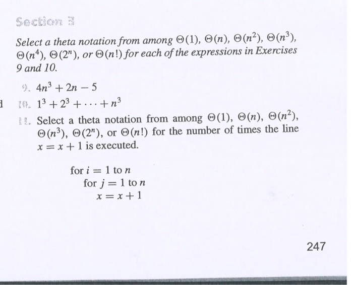 Solved Section Select a theta notation from among Θ (1), | Chegg.com