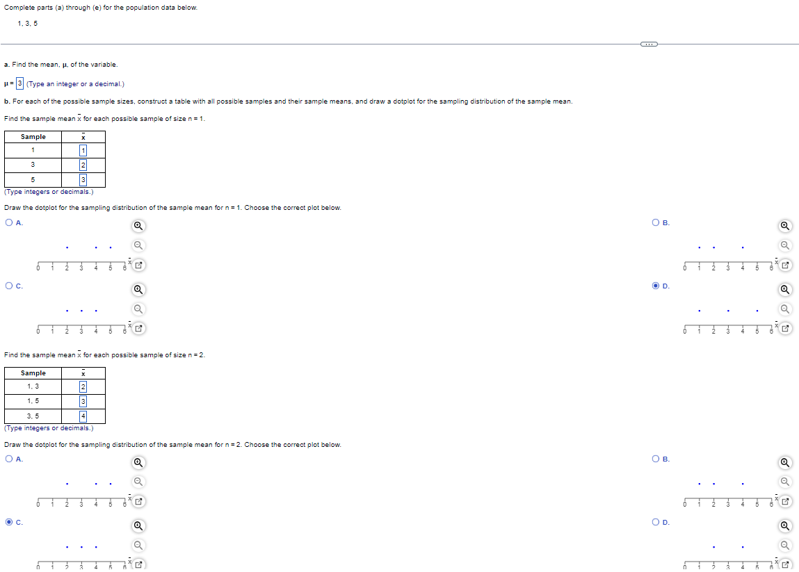 Solved d. For each of the possible sample sizes, find the | Chegg.com