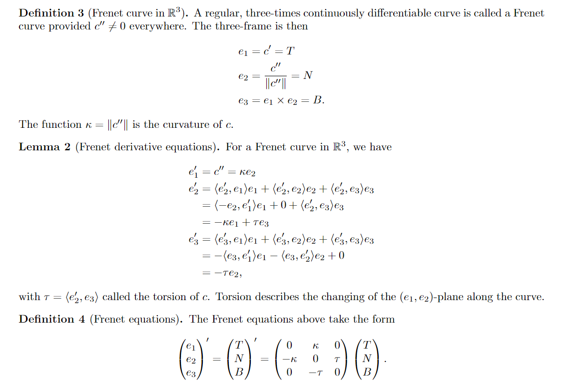 Solved 4 Show That The Frenet Equations For A Space Curve