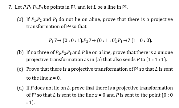 Solved 7. Let P,P_P2, P3 be points in P2, and let L be a | Chegg.com