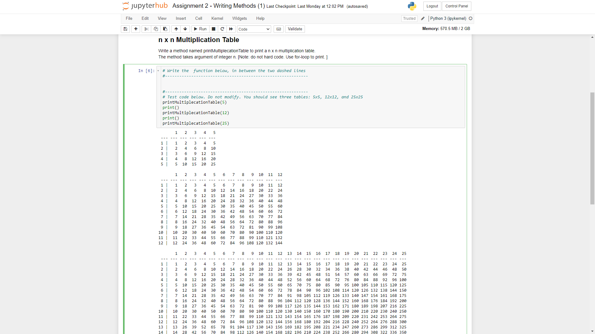 Solved def printMultiplecationTable(n): ﻿ print(" ", | Chegg.com