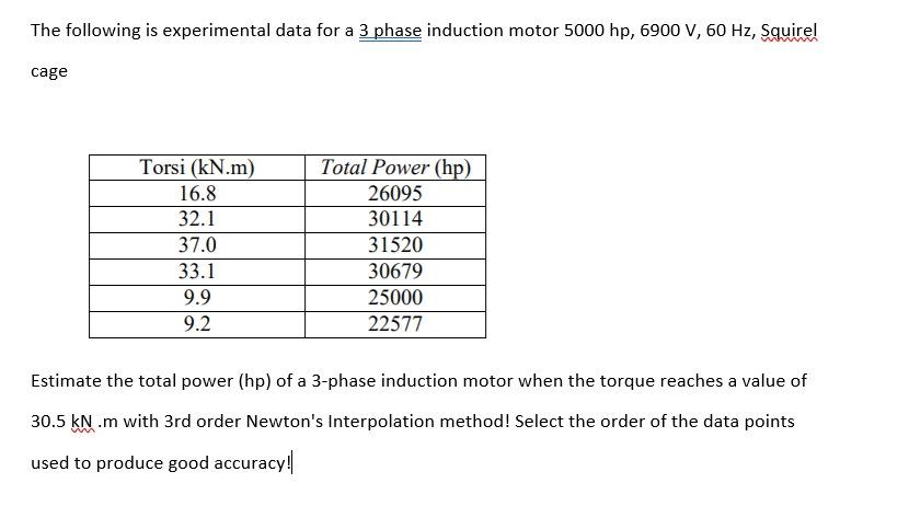 Solved The following is experimental data for a 3 phase | Chegg.com