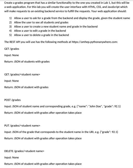 Solved Create a grades program that has a similar | Chegg.com