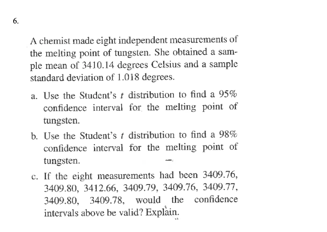 Solved A chemist made eight independent measurements of the | Chegg.com
