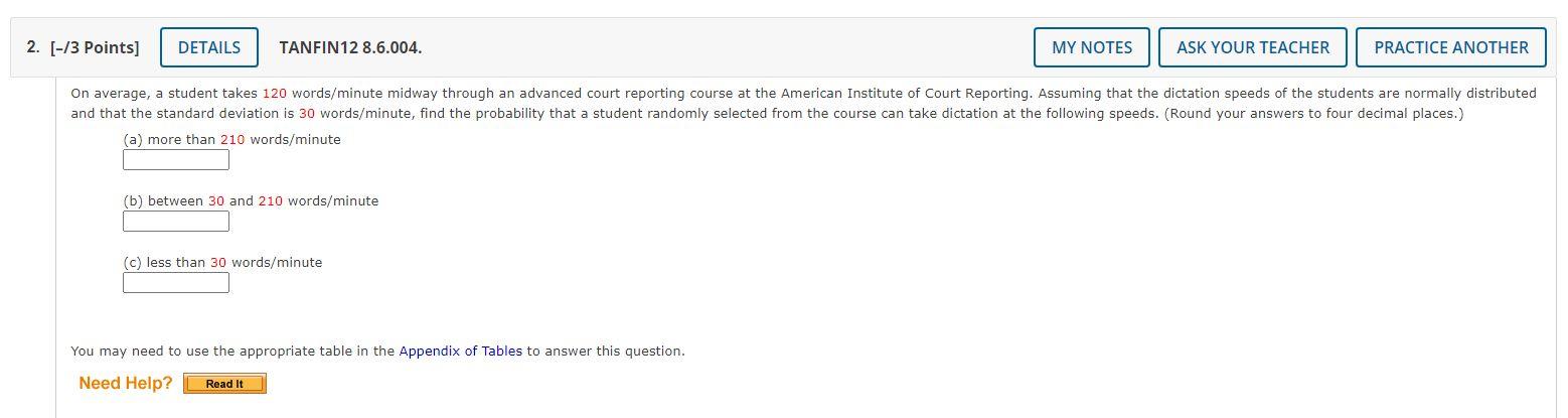 Solved (a) more than 210 words/minute (b) between 30 and 210 | Chegg.com