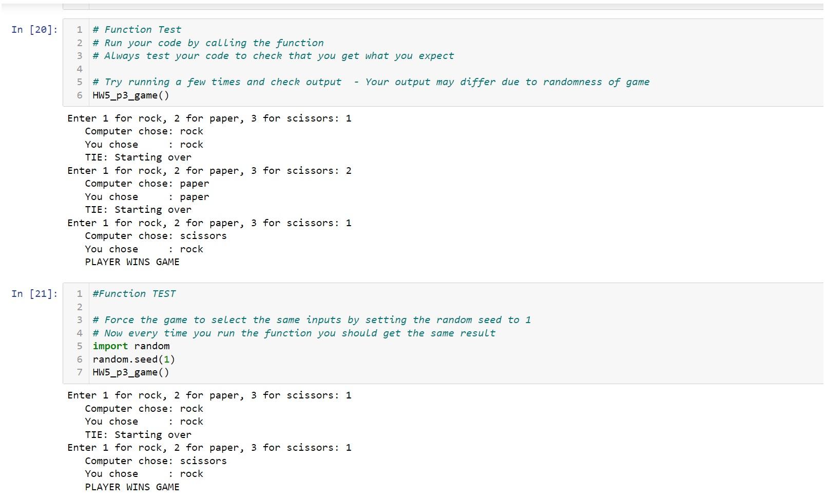 Solved Write a program HW5_p3_game() that lets the user play | Chegg.com