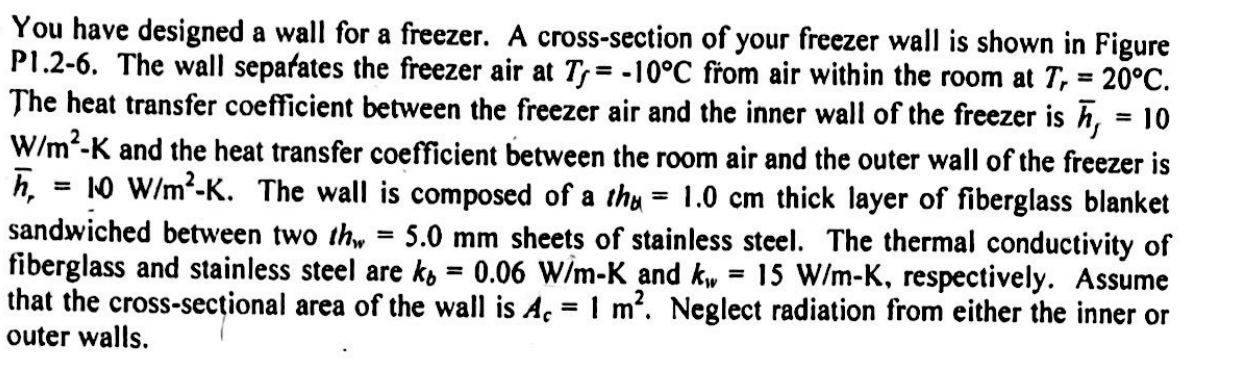 Solved You have designed a wall for a freezer. A | Chegg.com