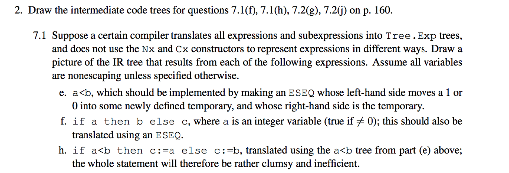 2. Draw the intermediate code trees for questions | Chegg.com