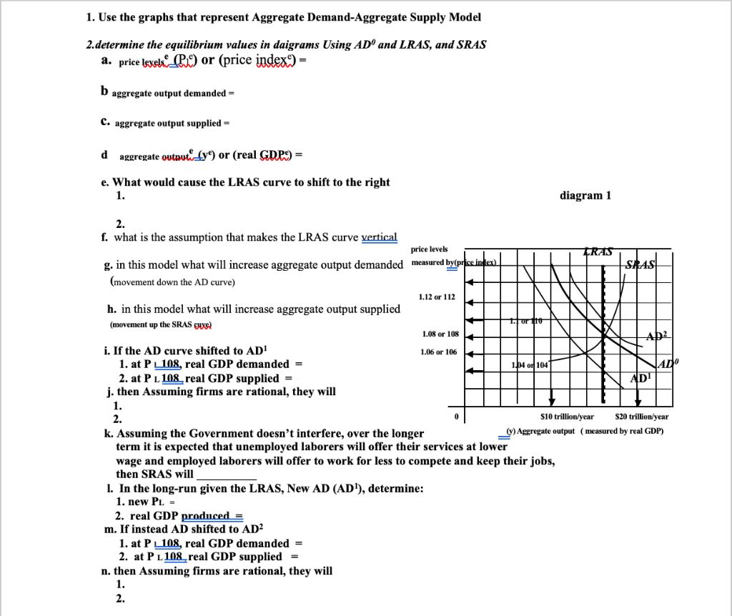 Solved 1. Use the graphs that represent Aggregate | Chegg.com