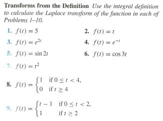 Solved Transforms from the Definition Use the integral | Chegg.com
