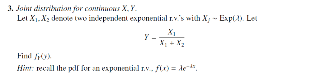Solved 3. Joint distribution for continuous X, Y. Let X1, X2 | Chegg.com