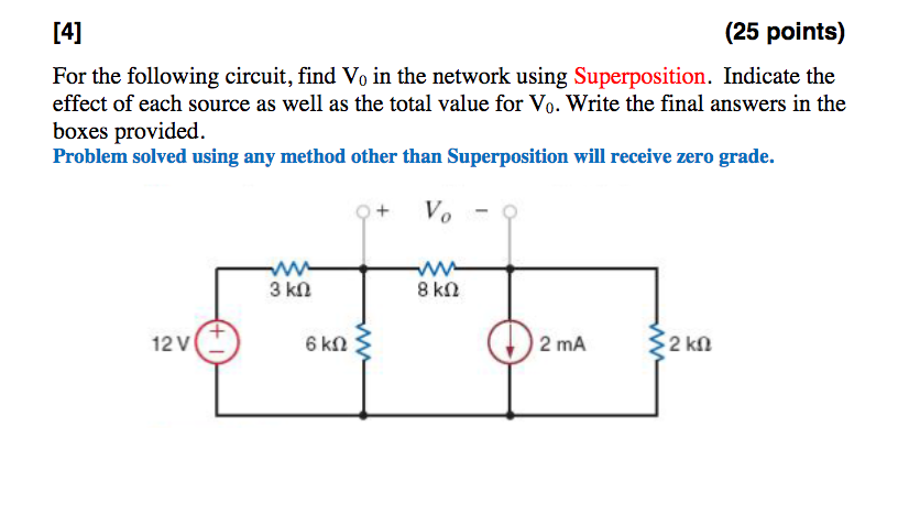 Solved (25 points) For the following circuit, find Vo in the | Chegg.com