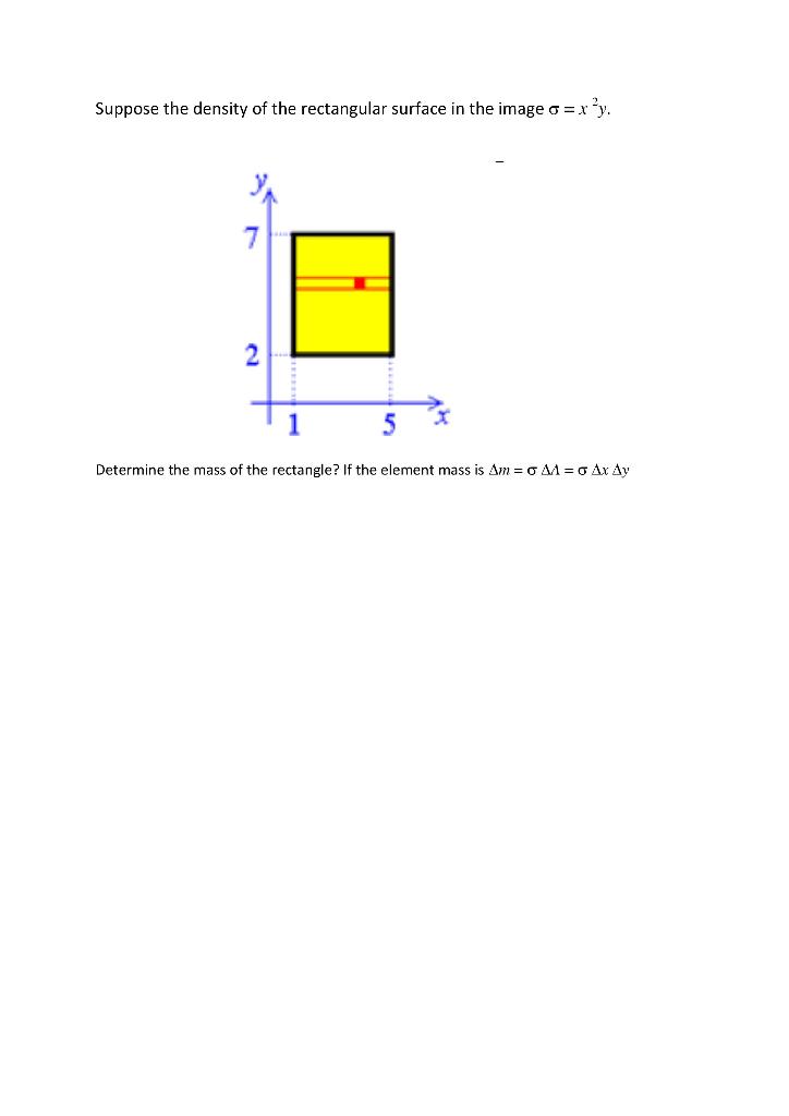 Solved Suppose the density of the rectangular surface in the | Chegg.com