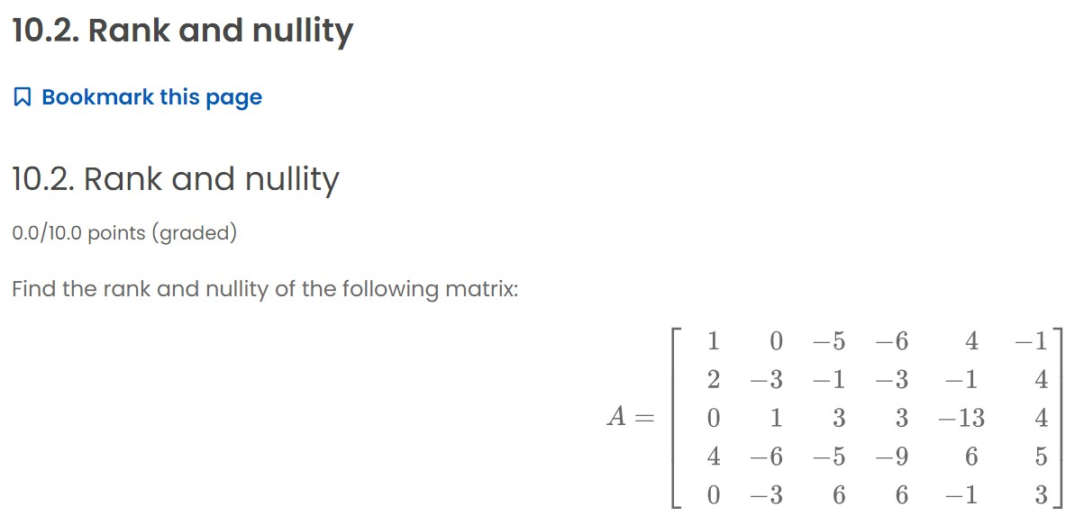 Solved 10.2. Rank and nullity a Bookmark this page 10.2. | Chegg.com