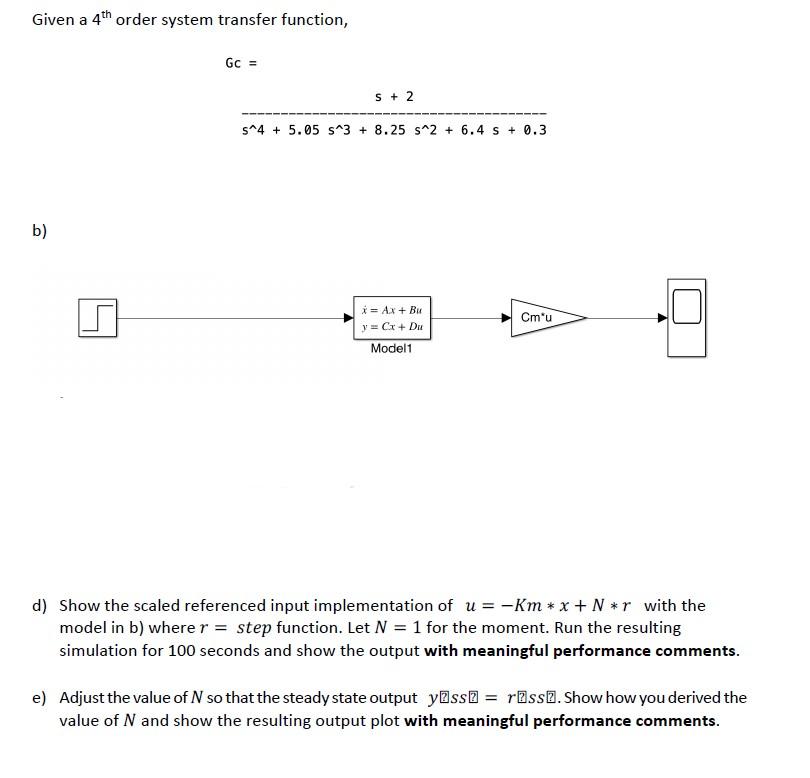 Solved Given a 4th order system transfer function, GC = S + | Chegg.com