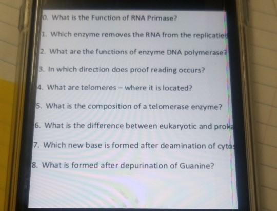 Solved . What is the Function of RNA Primase? 1. Which | Chegg.com