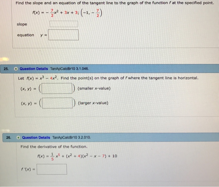 Solved Find The Slope And An Equation Of The Tangent Line To