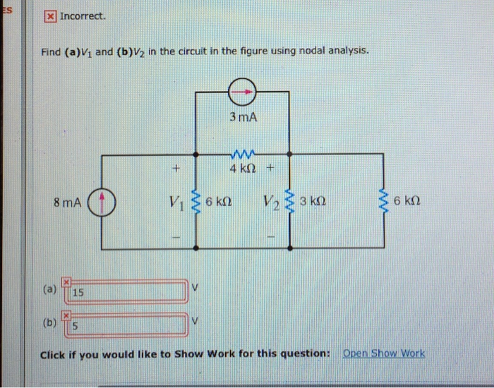 Solved Find (a) V_1 and (b) V_2 in the circuit in the figure | Chegg.com