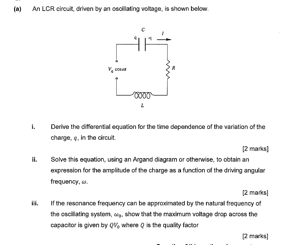 Solved (a) An LCR circuit, driven by an oscillating voltage, | Chegg.com