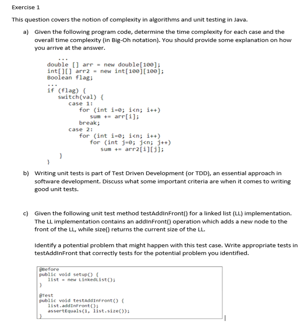 Solved Exercise 1 This question covers the notion of | Chegg.com