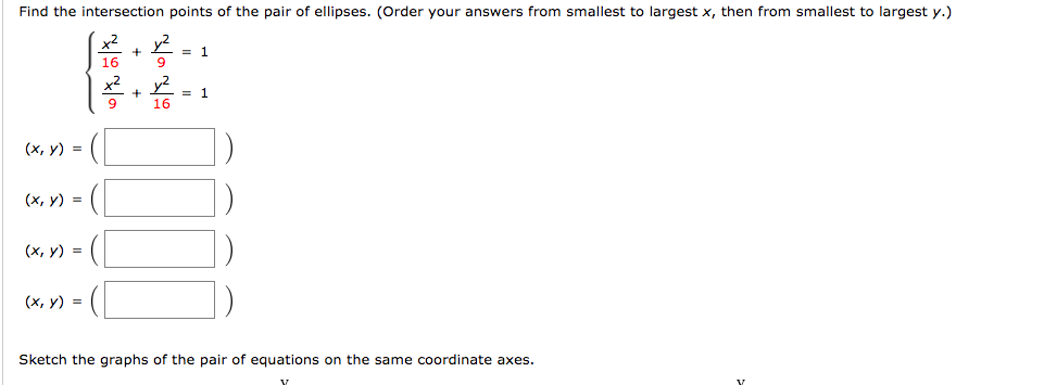 Solved Find the intersection points of the pair of ellipses. | Chegg.com