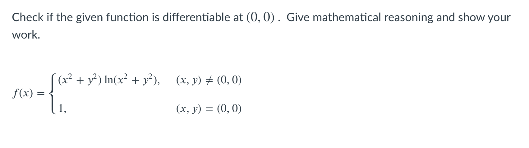 Solved Check if the given function is differentiable at | Chegg.com