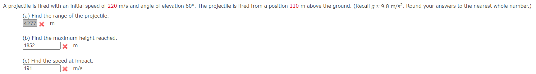 Solved (a) Find the range of the projectile. b m (b) Find | Chegg.com