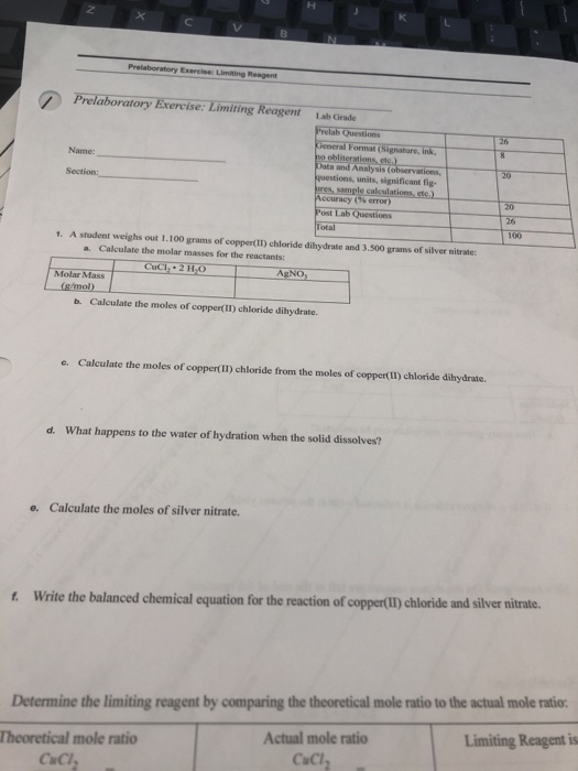 Solved Prelaboratory Exercise: Limiting Reagent | Chegg.com Solved Prelaboratory Exercise: Limiting Reagent | Chegg.com