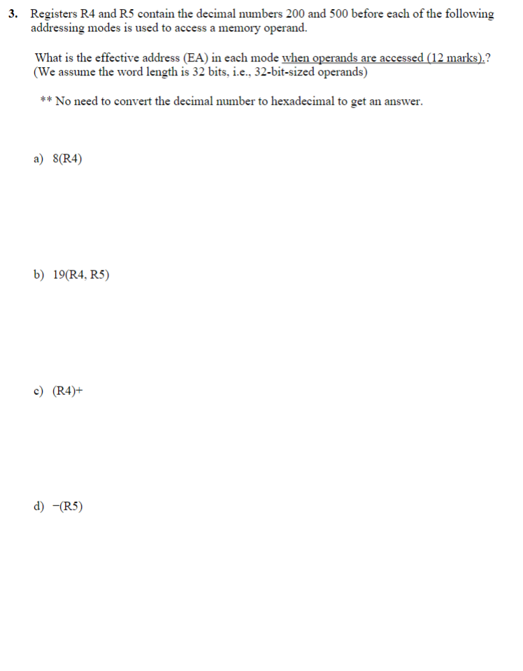 Solved 3. Registers R4 and R5 contain the decimal numbers | Chegg.com