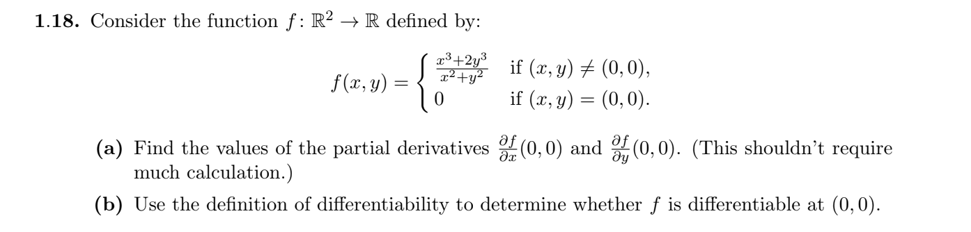 Solved 1.18. Consider the function f:R2→R defined by: | Chegg.com