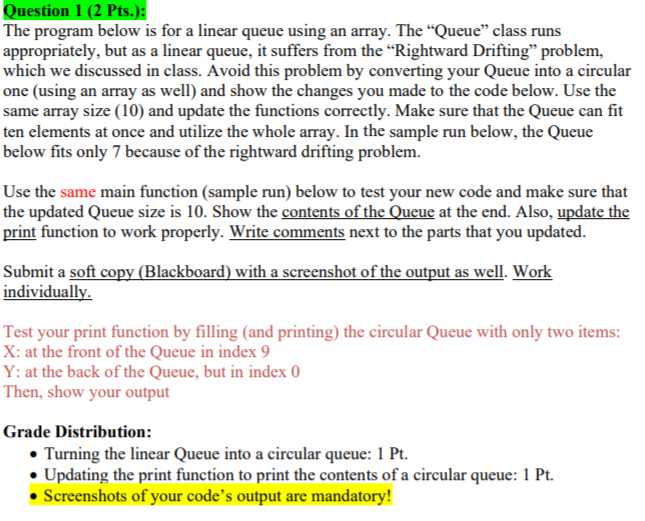 Solved //Queue using linear array #include using | Chegg.com