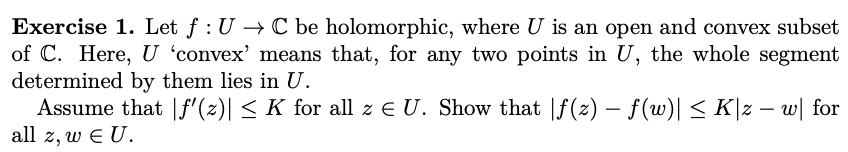 Solved Exercise 1. Let f : U C be holomorphic, where U is an | Chegg.com
