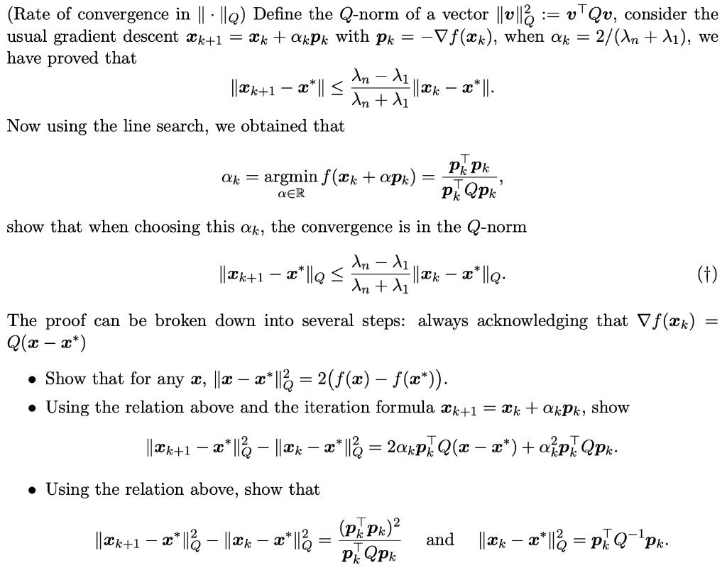 (Rate of convergence in ||· ||Q) Define the Q-norm of | Chegg.com