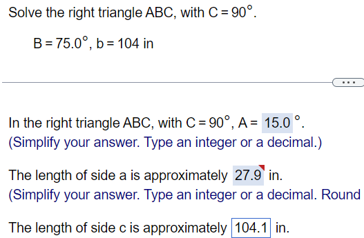 Solved Solve the right triangle ABC, with | Chegg.com