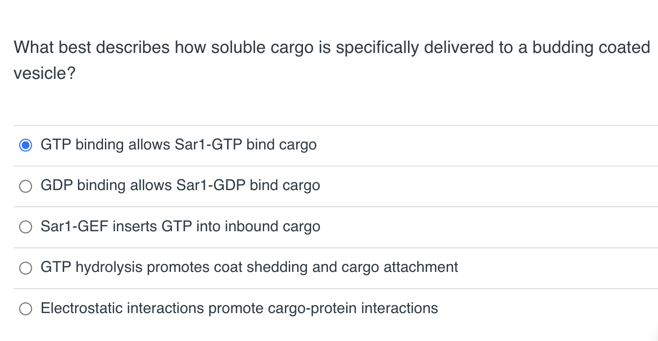 Solved What best describes how soluble cargo is specifically | Chegg.com