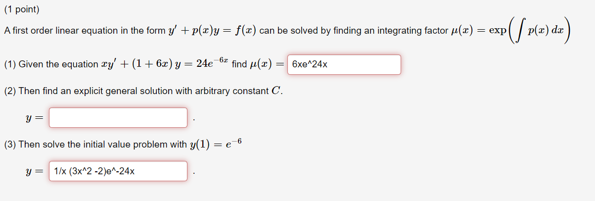 Solved A first order linear equation in the form | Chegg.com