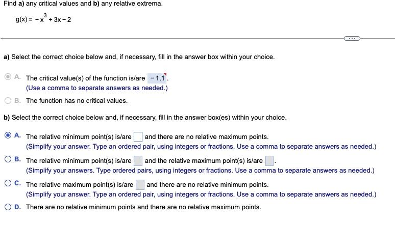 Solved Find a) any critical values and b) any relative | Chegg.com