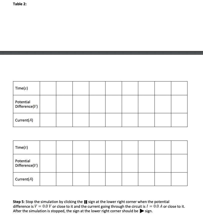\r\nStep 5: Stop the simulation by clicking the II | Chegg.com