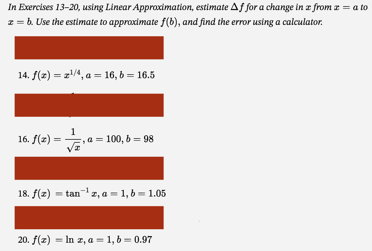 Solved In Exercises 13–20, using Linear Approximation, | Chegg.com