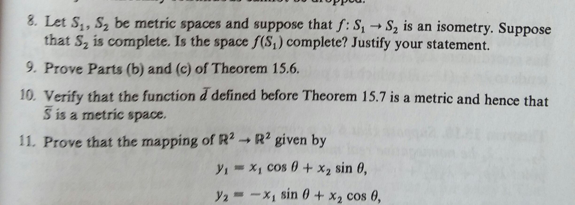 Solved 8. Let S , S, be metric spaces and suppose that f: S, | Chegg.com