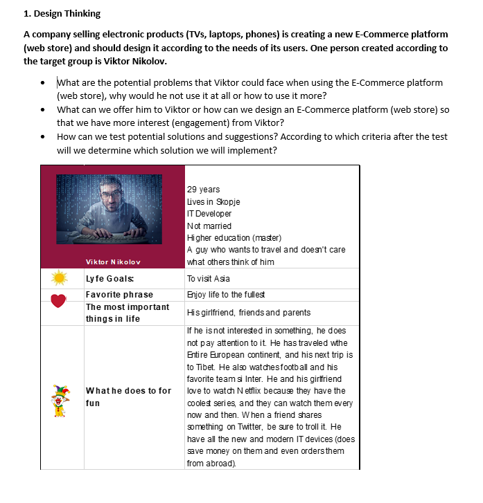 Solved 1. Design Thinking A company selling electronic | Chegg.com