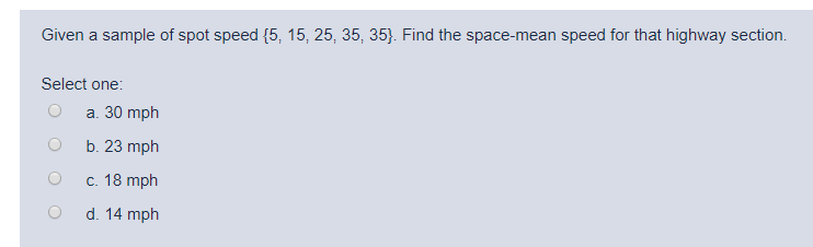 Solved Given a sample of spot speed {5, 15, 25, 35, 35). | Chegg.com
