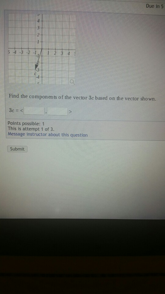 Solved Due in 5 Find the components of the vector 3c based | Chegg.com