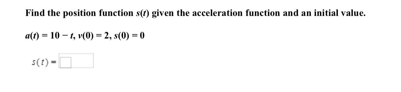 Solved Find the position function s(t) given the | Chegg.com