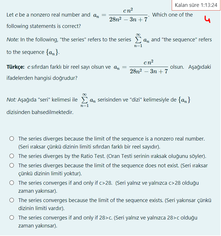 Solved Kalan süre 1:13:24 Which one of the cn2 28n2 – 3n +7 | Chegg.com