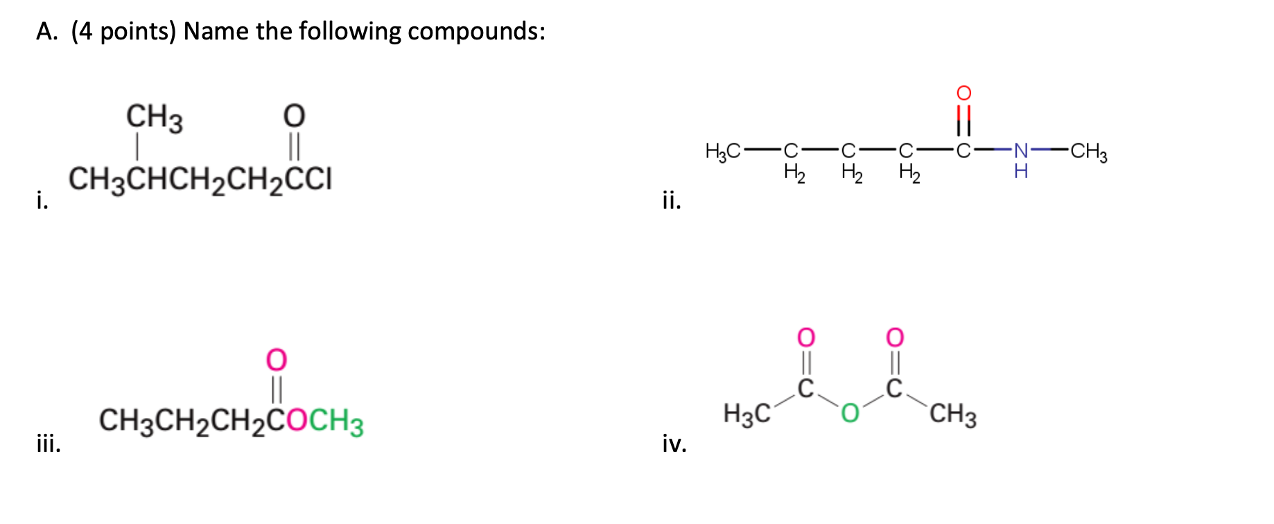 Solved A. (4 points) Name the following compounds: CH3 o OU | Chegg.com